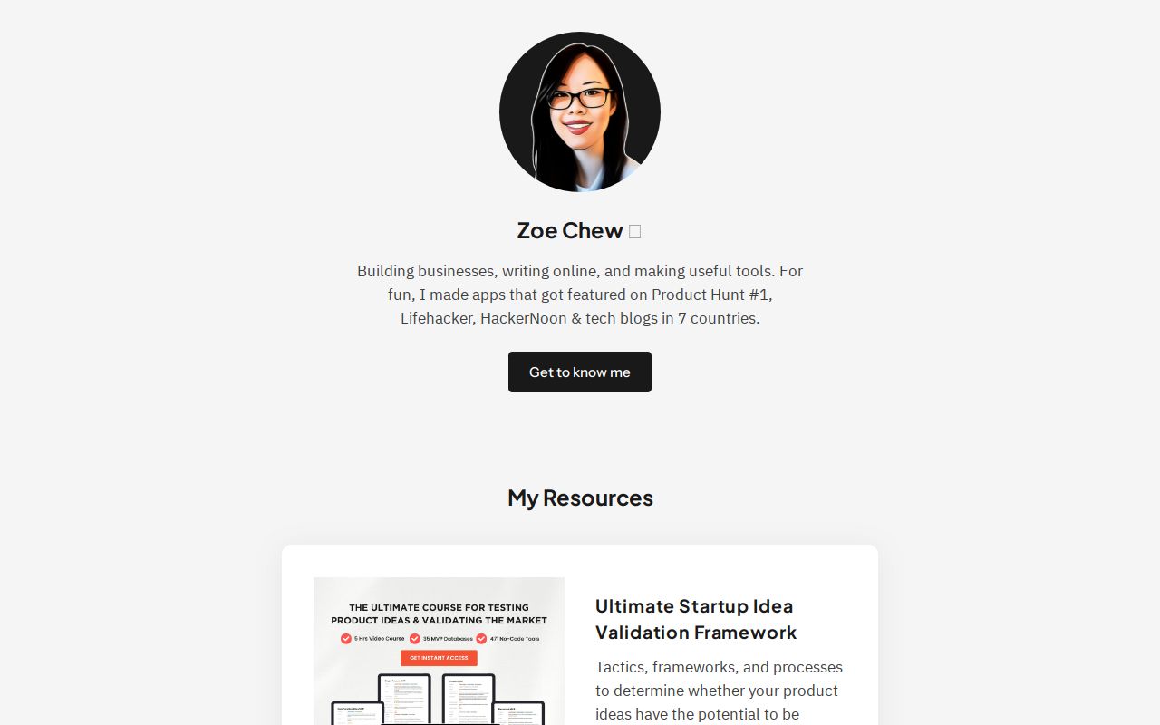 👋 I'm Zoe Chew, Product Builder.